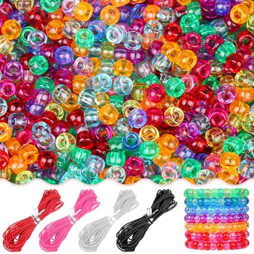 Amazon.com: 400pcs Pony Beads with Large Holes Hair Beads with ...