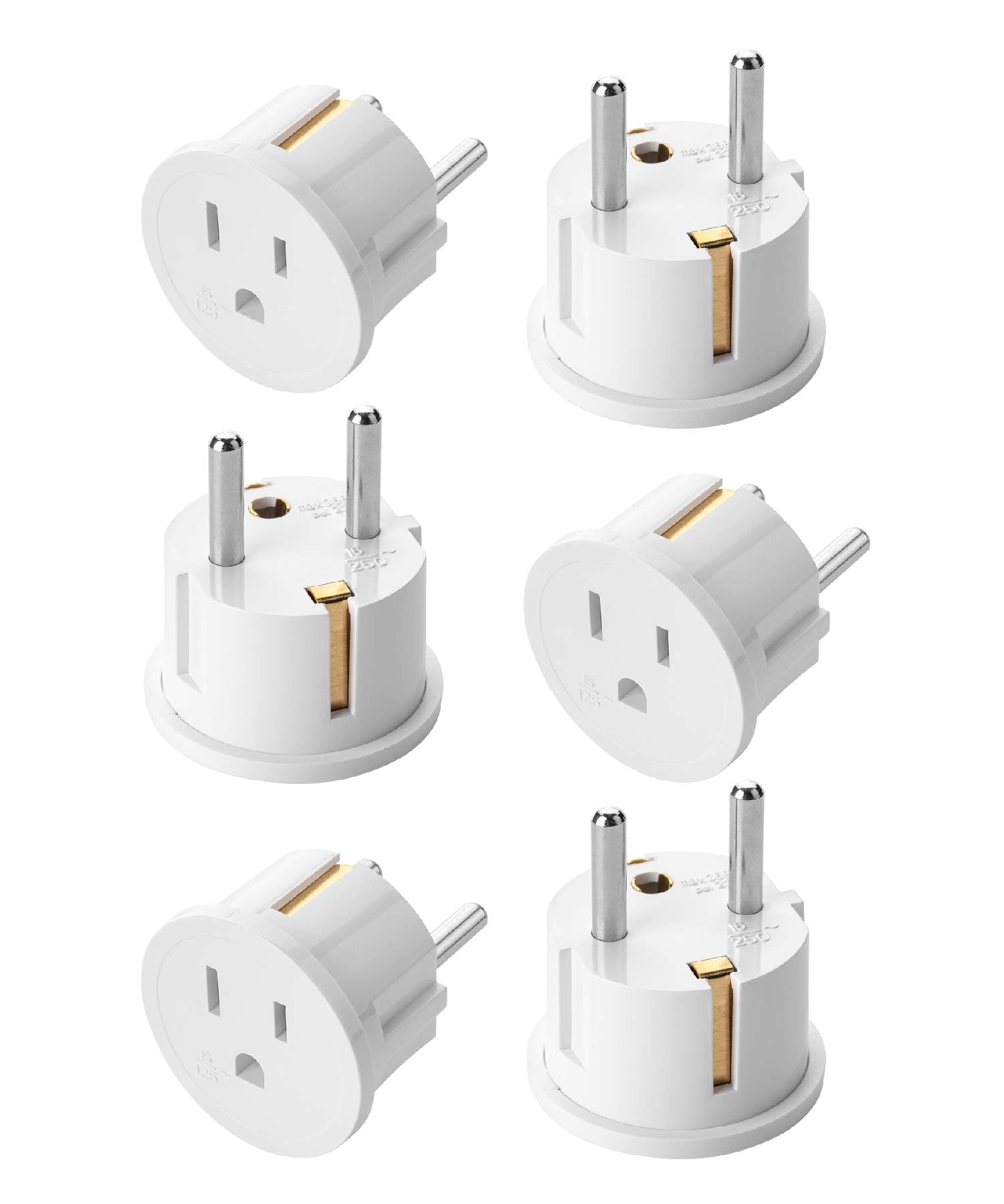 Bates- European Travel Plug Adapter, 6 Pack, Type E/F, European Plug ...