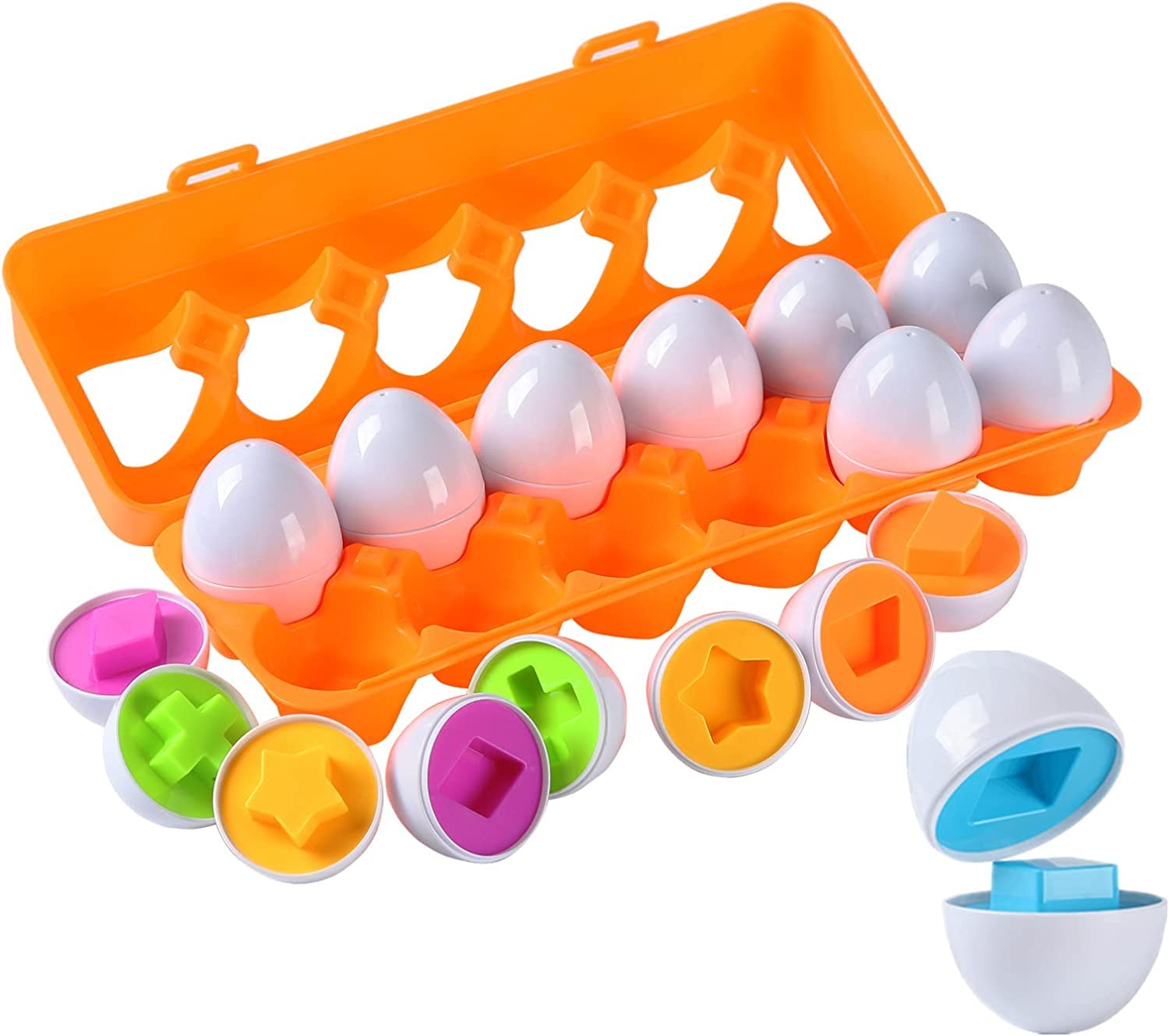 Buy Plutofit Matching Eggs 12 pcs Set Color & Shape Recoginition Sorter ...