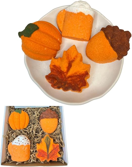 Amazon.com: 4 pcs Fall Bath Bomb Gift Box, 5oz Pumpkin Bath Bomb, 5oz ...
