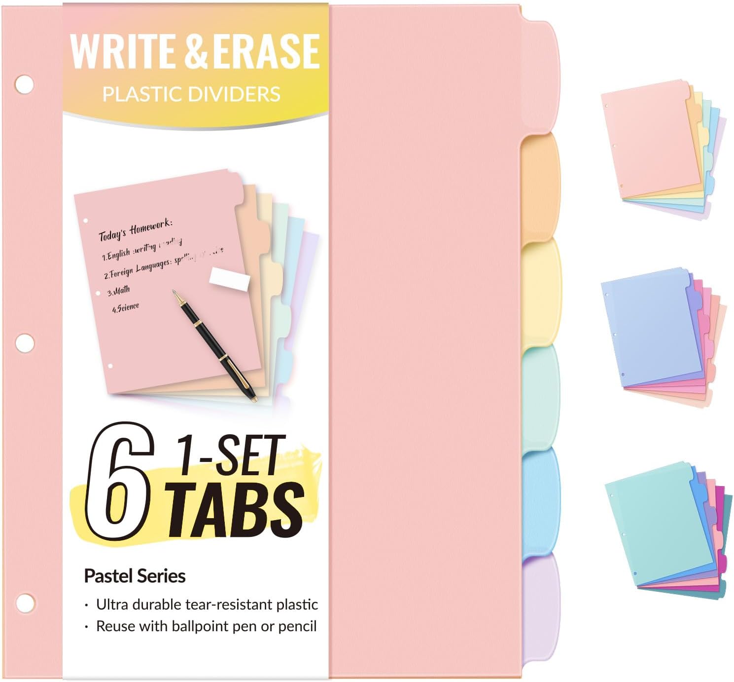 Amazon.com : Sooez 6-Tab Durable Plastic Write & Erase Big Tab Dividers ...