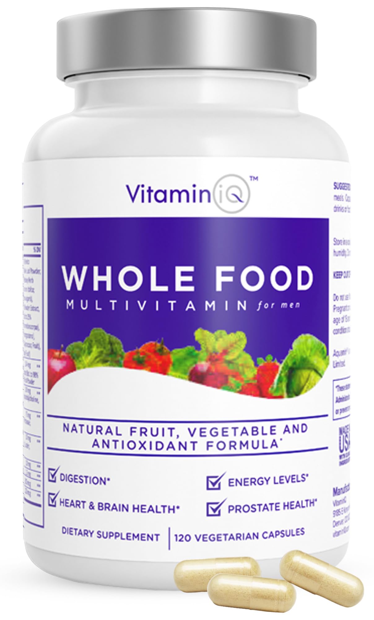 Amazon.com: VitaminIQ Whole Food Multivitamin for Men (120 Vegetarian ...