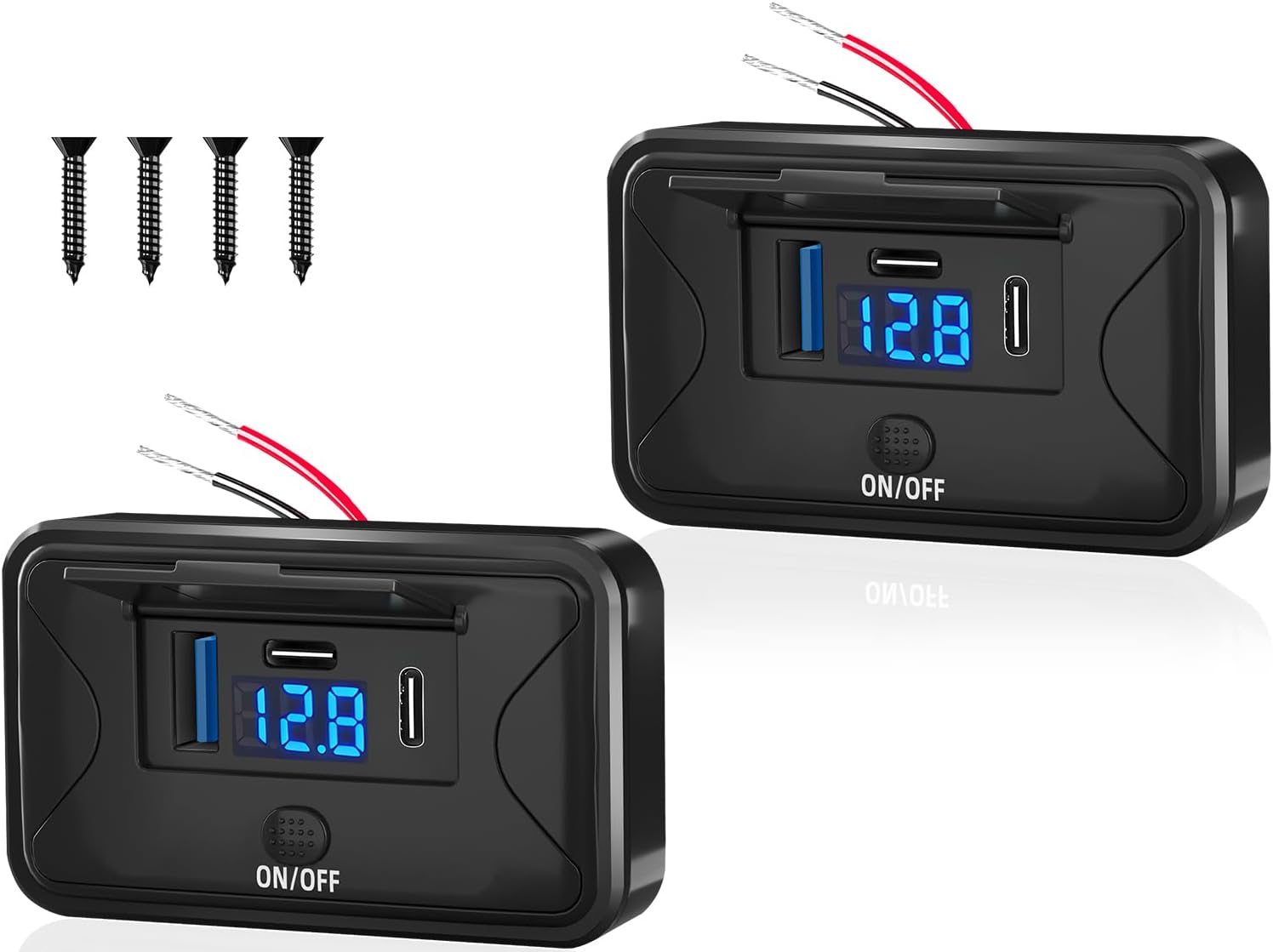 Amazon.com: 2 Pack 90W 12V USB Outlet Panel Wall Mount, Dual 36W USB C ...