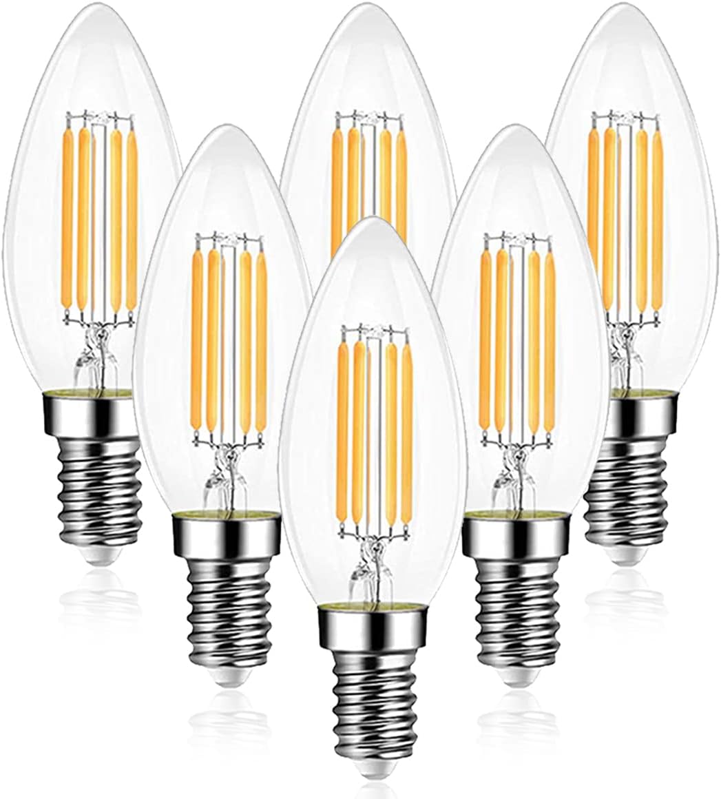 EXTRASTAR E14 LED Filament Candle Bulbs 6W, 750LM 57W Equivalent, C35 ...