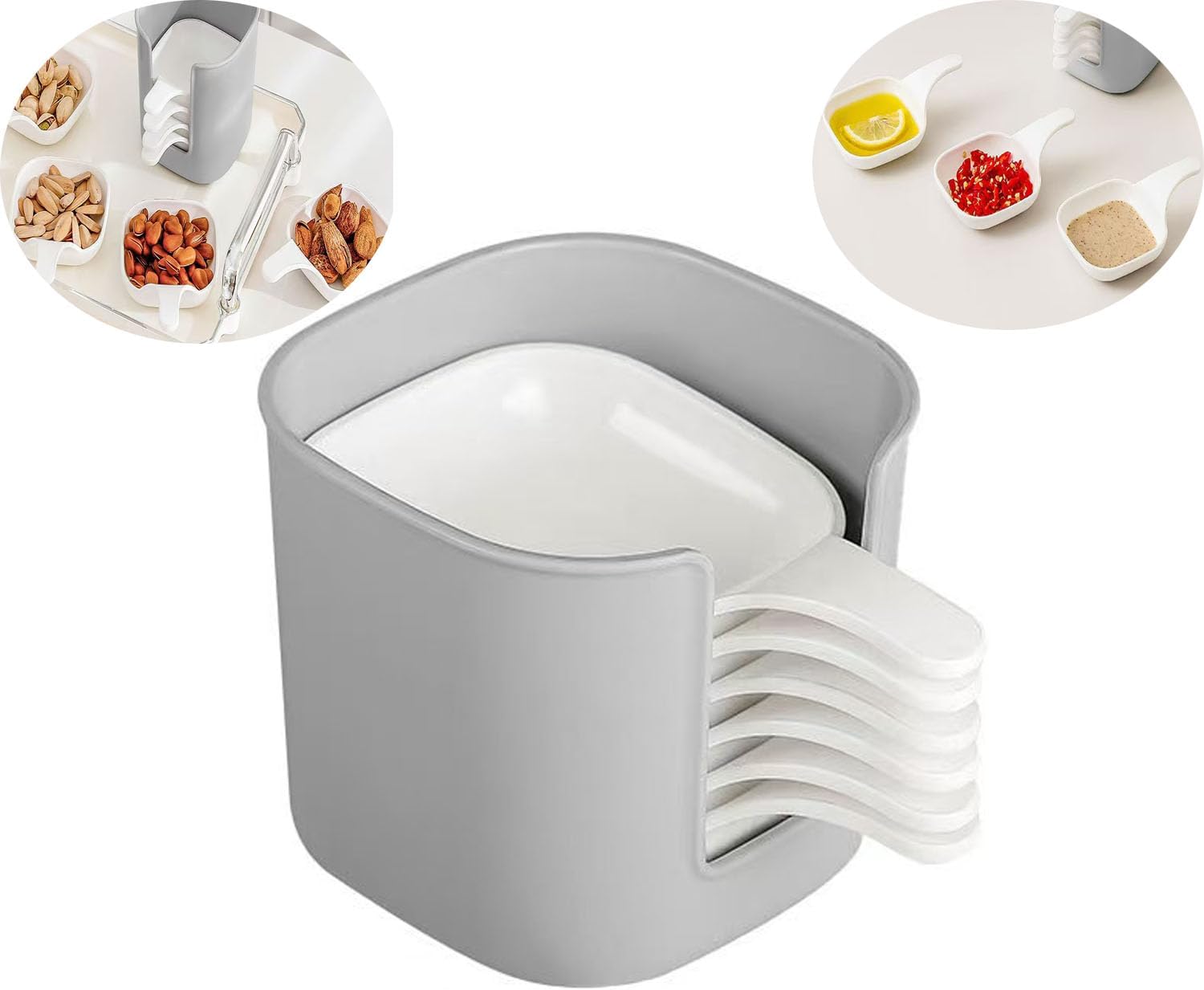 Amazon.com | Dipping Sauce Plate & Holder Set(7Pcs/Set), Multi-Layer ...