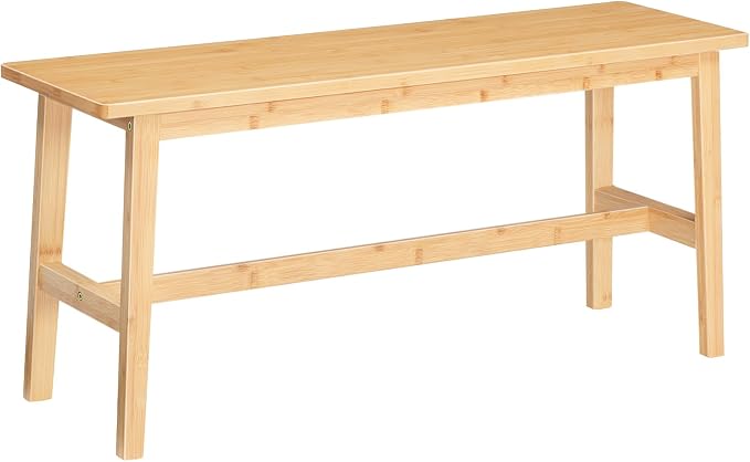 HOOBRO 100 cm Bamboo Dining Bench, Farmhouse Wood Bench, Kitchen ...