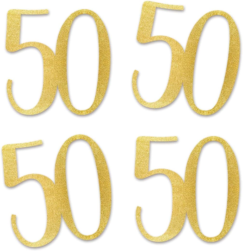 Amazon.com: Gold Glitter 50 Cut-Out Numbers, 50th Birthday Party ...
