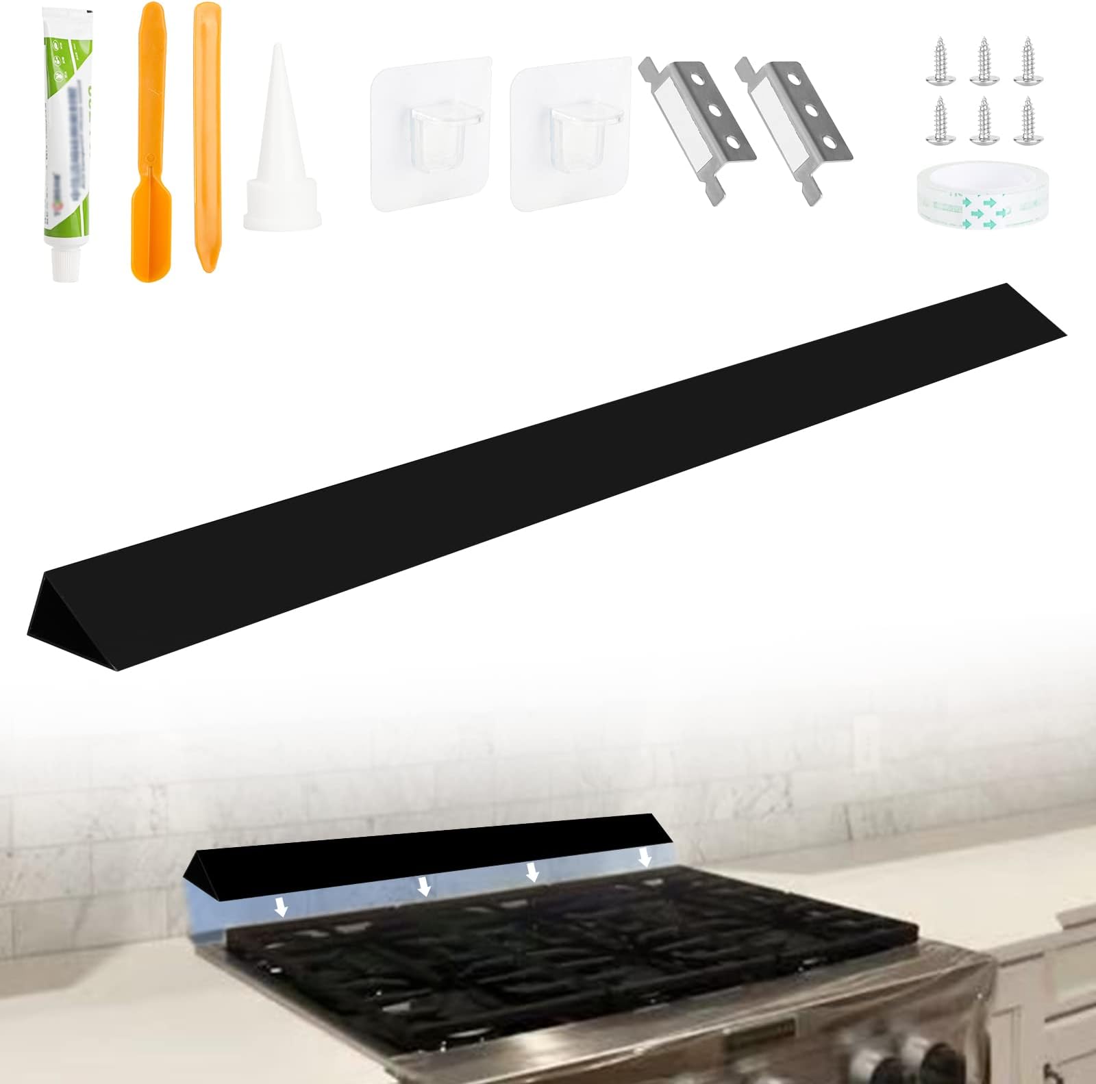 Amazon.com: Black Stove Gap Cover Range Gap Filler, Counter Trim Kit ...