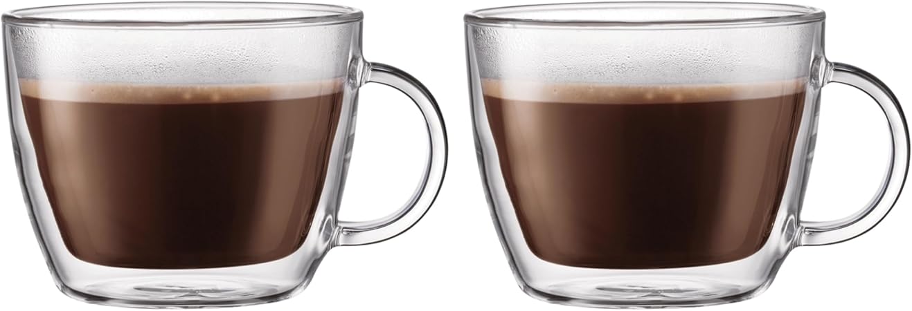 Amazon.com | Bodum 15oz Double Wall Latte Mug, High-Heat Borosilicate ...