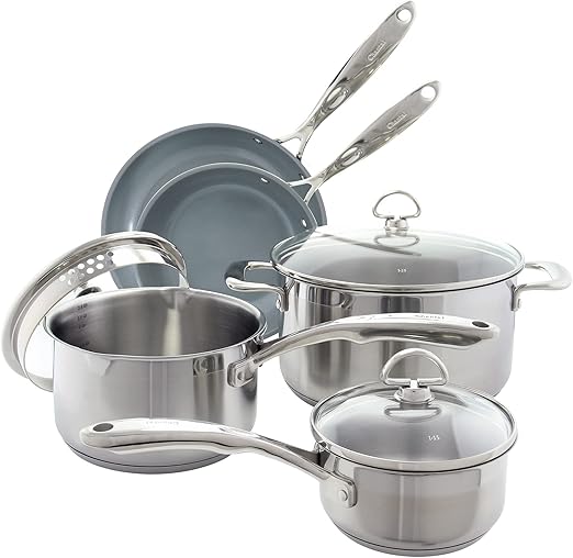 Amazon.com: Chantal Induction 21 Steel 8 Piece Cookware Set with ...
