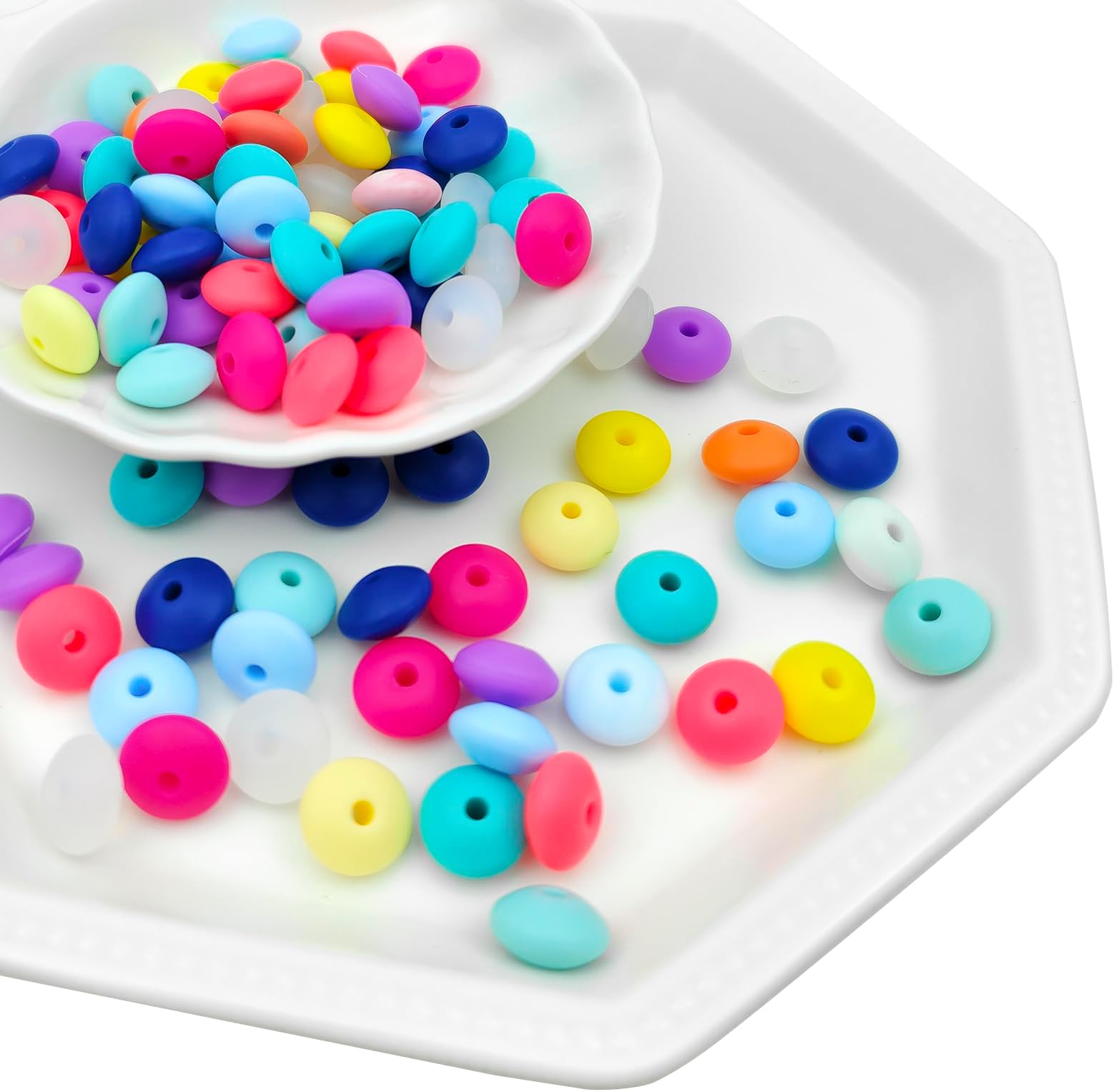 Amazon.com: Tupalizy 120PCS Small Silicone Lentil Beads Abacus Spacer ...
