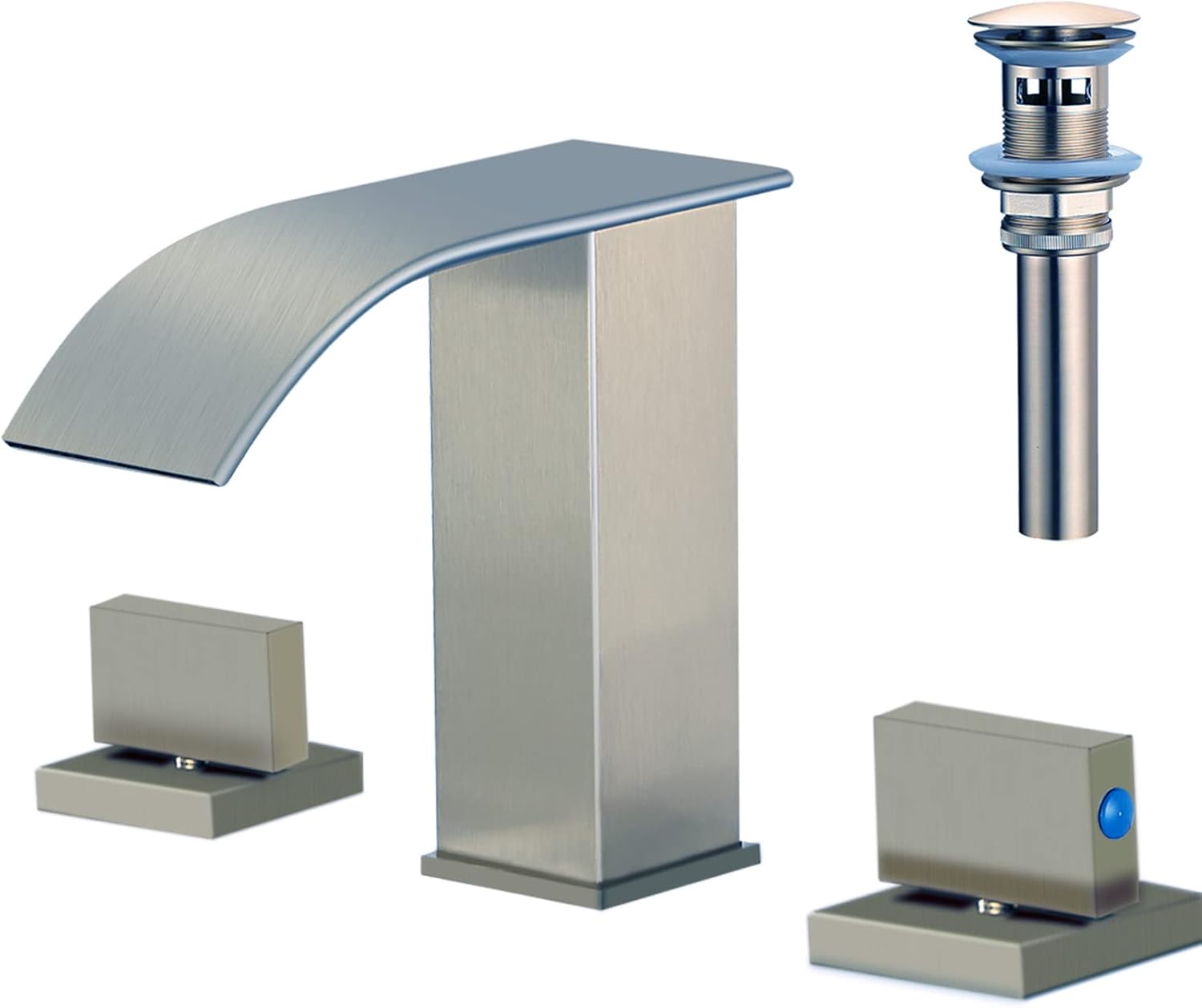 Brushed Gold LED Bathroom Sink Faucet 3 Holes,AUU Waterfall Bathroom ...