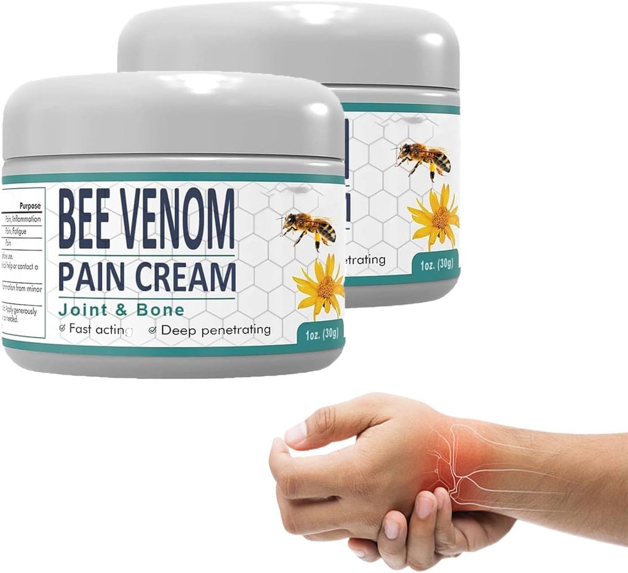 Bee Venom Pain and Bone Healing Cream, Advanced Bee Venom Gel Joint and ...