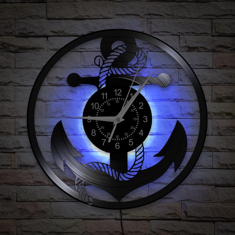 Amazon.com: TIMEGLOW 12 Inch Anchor and Boat Wheel Wall Clock 7 Kinds ...