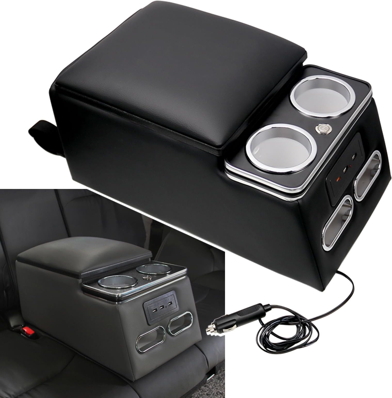 Amazon.com: Universal Car Rear Seat Armrest Console Box with Cup Holder ...