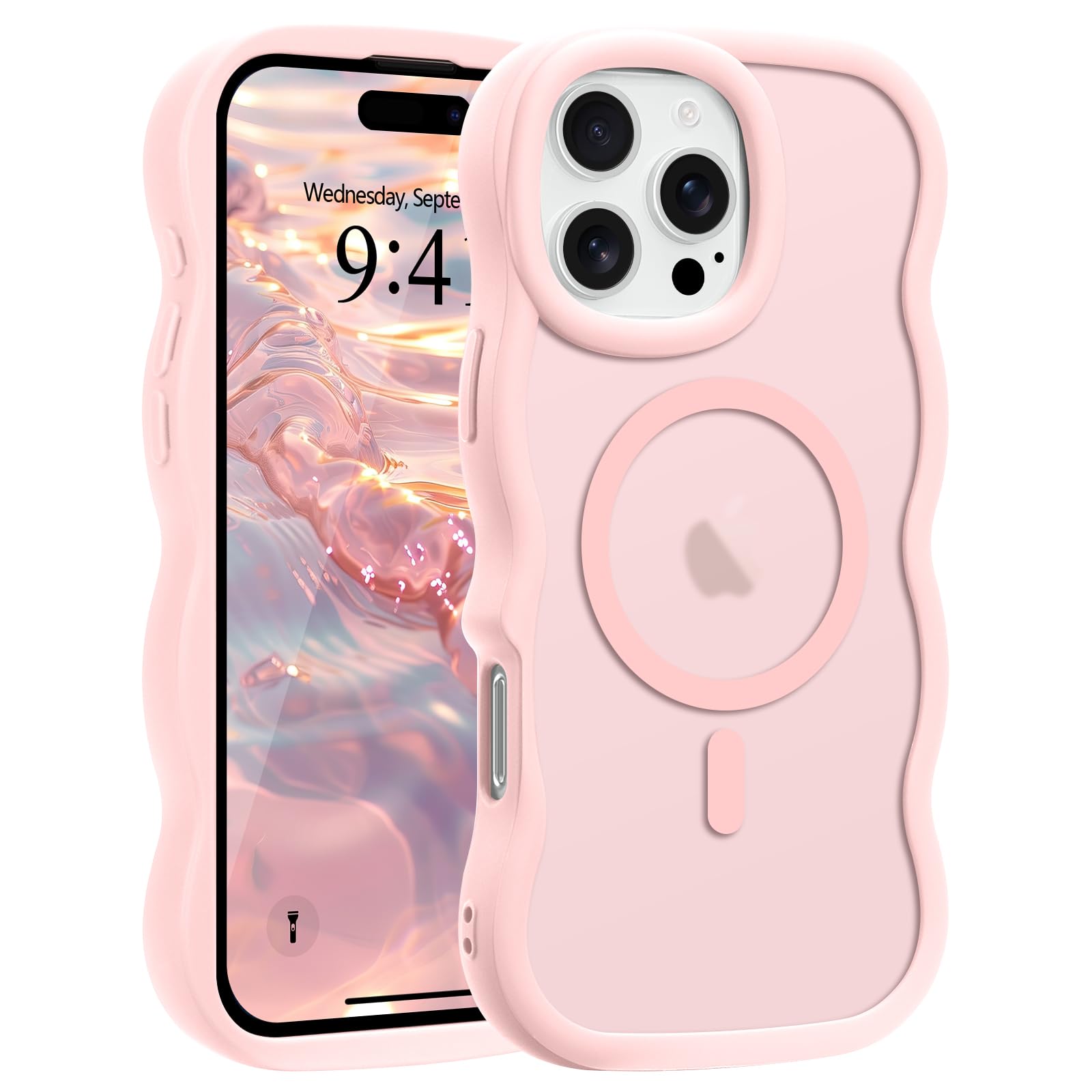 Amazon.com: Pepmune for iPhone 16 Pro Case, Curly Wavy Frame Hard Translucent Matte Clear Back ...