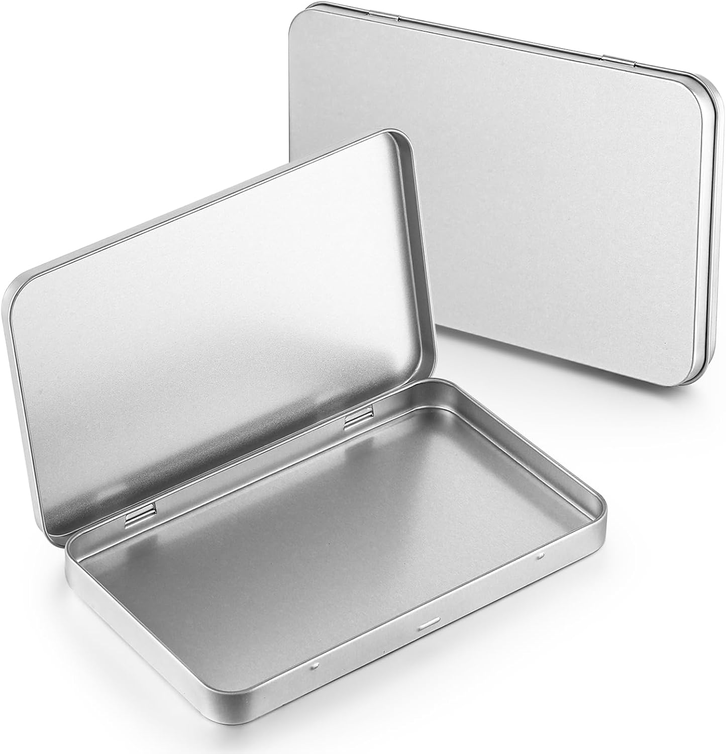 Amazon.com - Bremorou 2 Pack Simple Silver Hinged Rectangular Metal Tin Box With Lid, 7 x 4.25 x ...