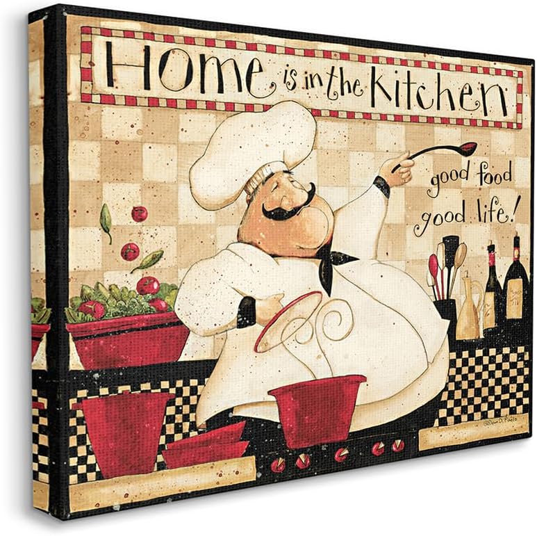 Amazon.com: Gango Home Décor Set of 4 Happy French Chef Kitchen Prints ...