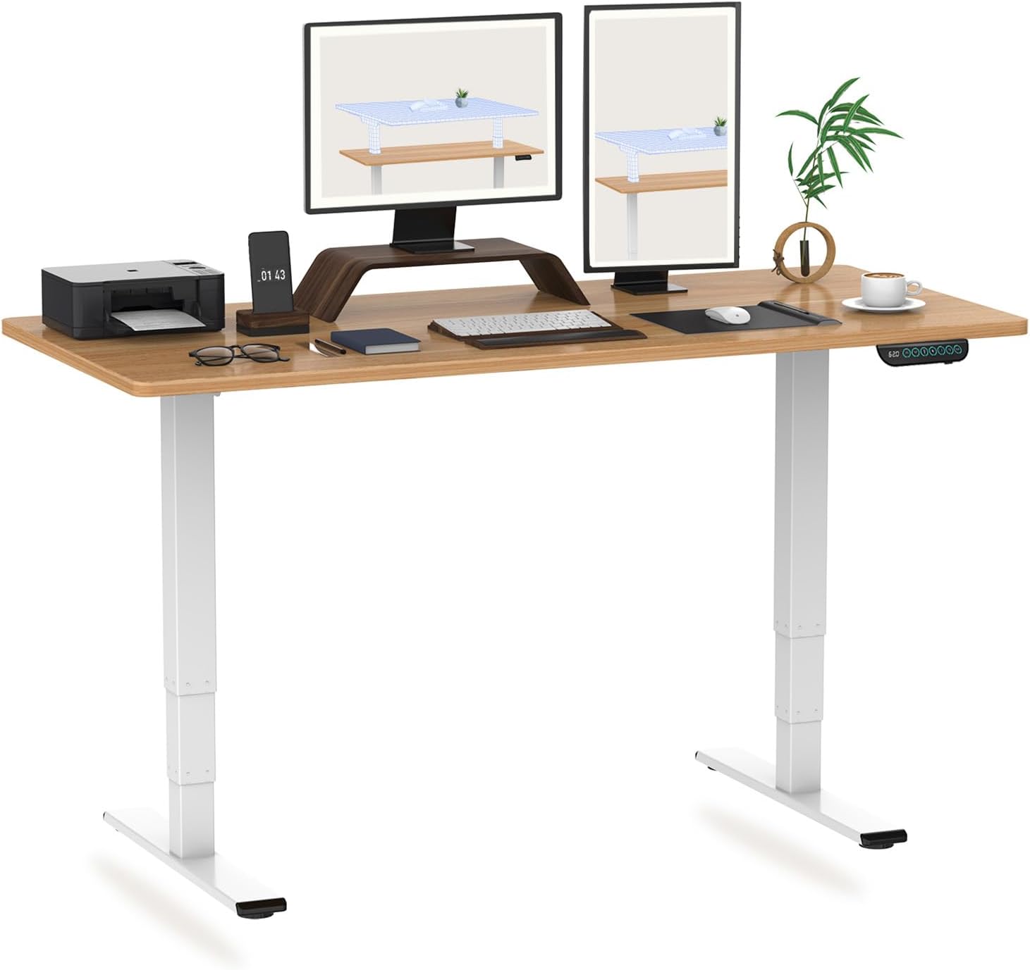 FLEXISPOT E5 160x80cm Electric Standing Desk Dual Motors 3 Stage Height ...