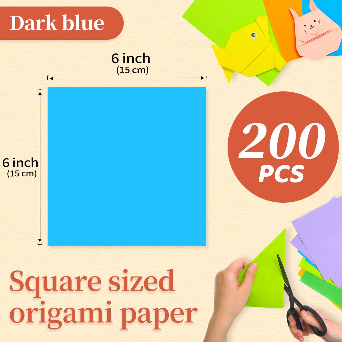 Snapklik.com : Origami Paper, 200 Sheets, Dark Blue Origami Paper, 6 ...