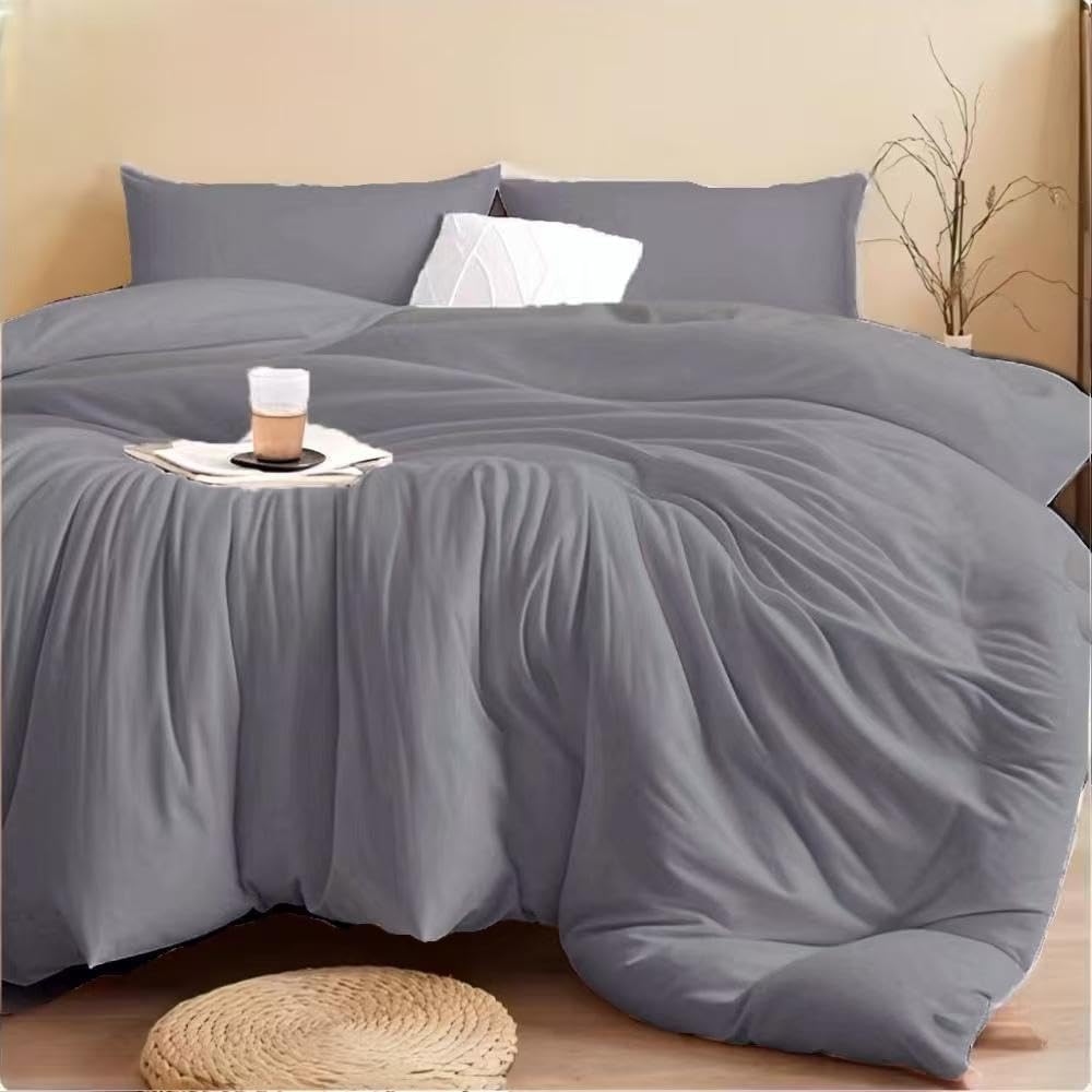 Amazon.com: SDIII 3PCS Light Gray Comforter Set Full, Soft and ...
