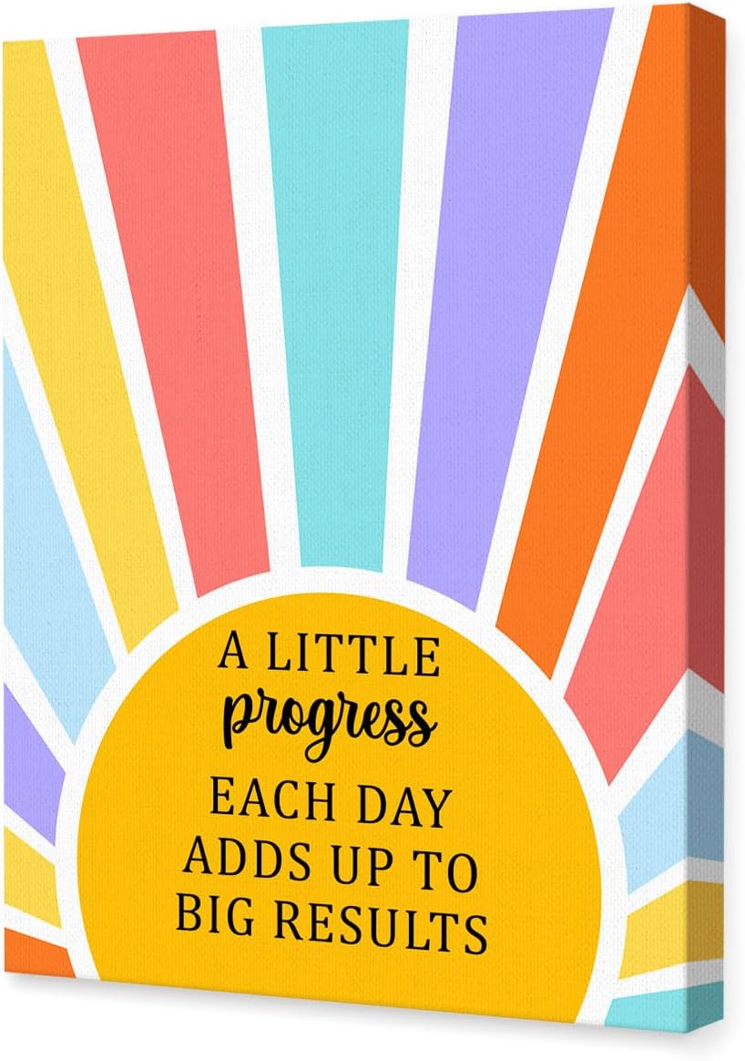 Amazon.com: Mental Health Canvas Wall Art,A Little Progress Each Day ...