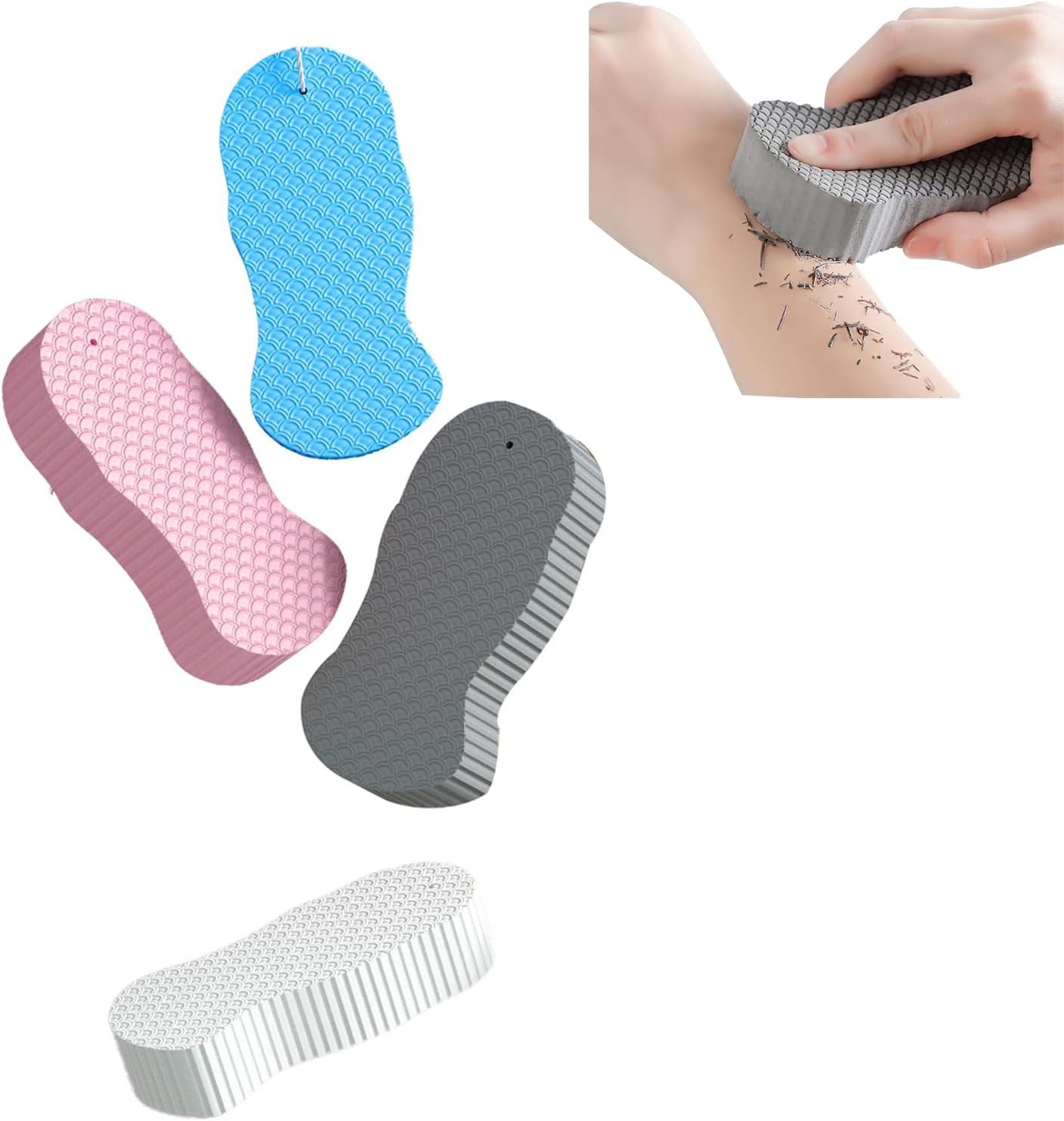 4 Pack Bath Sponge, Skin Exfoliating Shower Sponge, Double-Sided Ultra ...