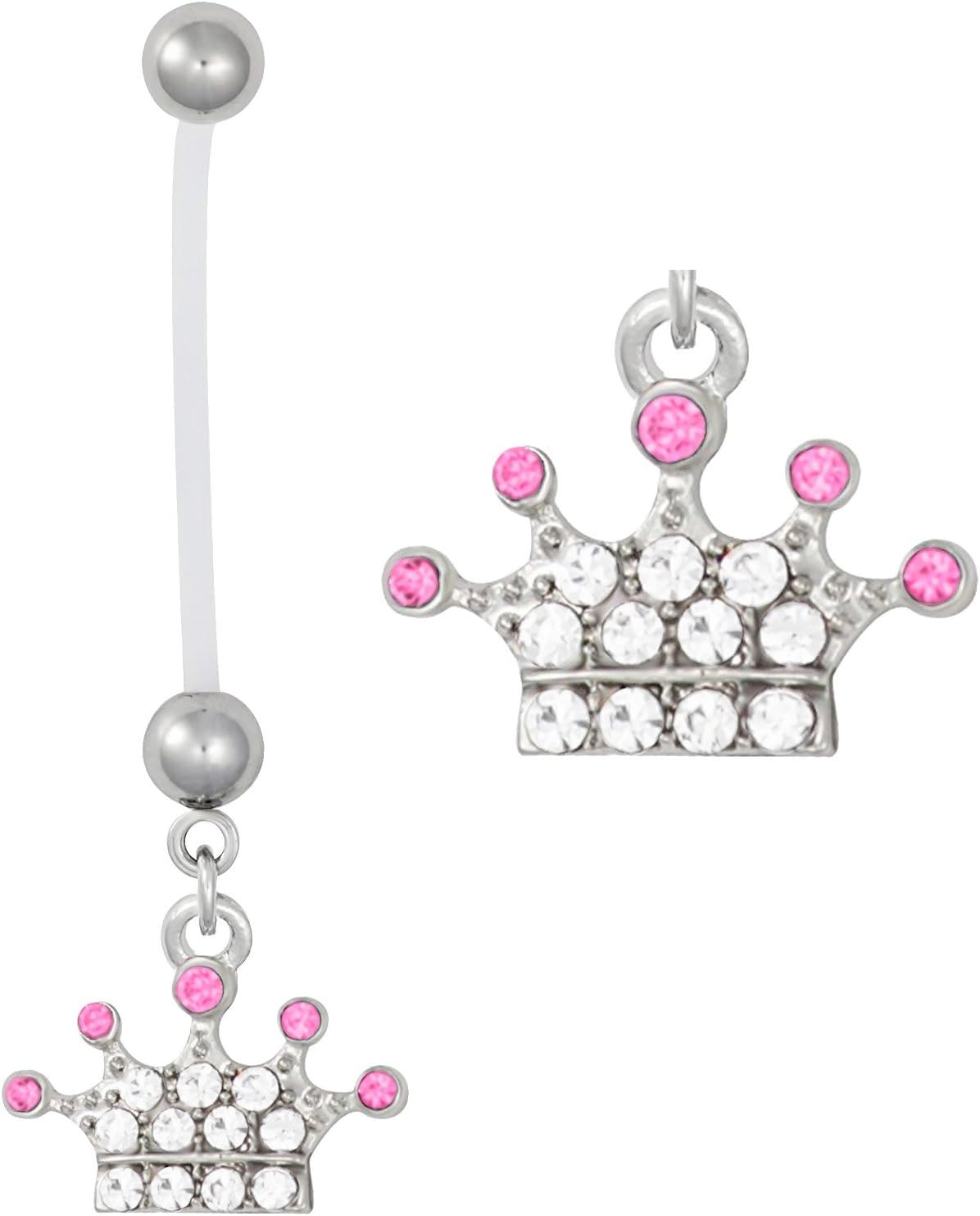 Amazon.com: playful piercings Pink & Cz Clear Princess Crown Tiara ...