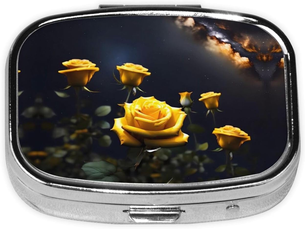 Amazon.com: Beautiful Yellow Roses Stylish Square Pill Box Portable and ...