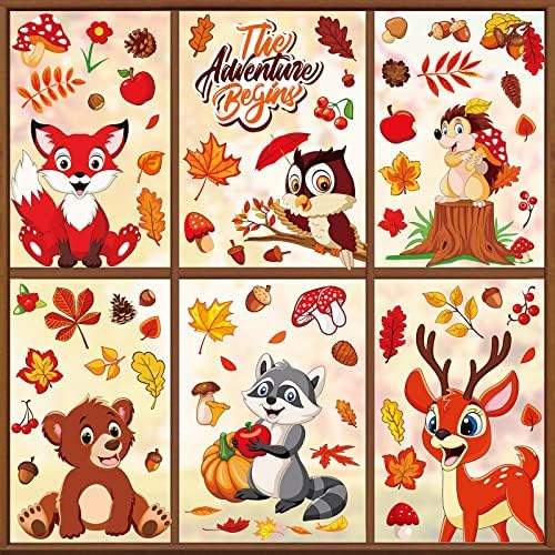 Amazon.com: AnyDesign 36 Pcs Woodland Animals Window Clings ...