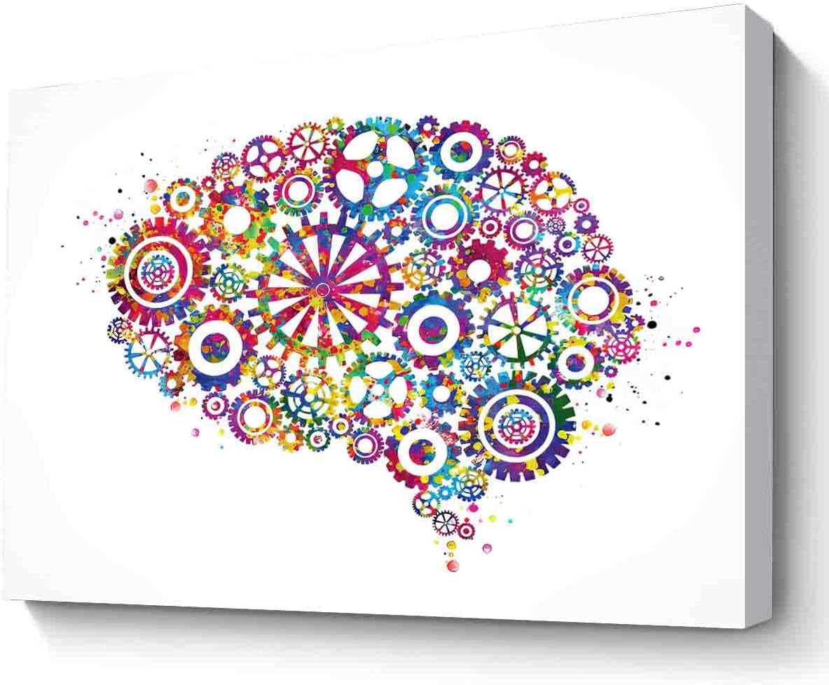 Amazon.com: MBARE Watercolor Abstract Wall Art,Brain Mechanism Brain ...