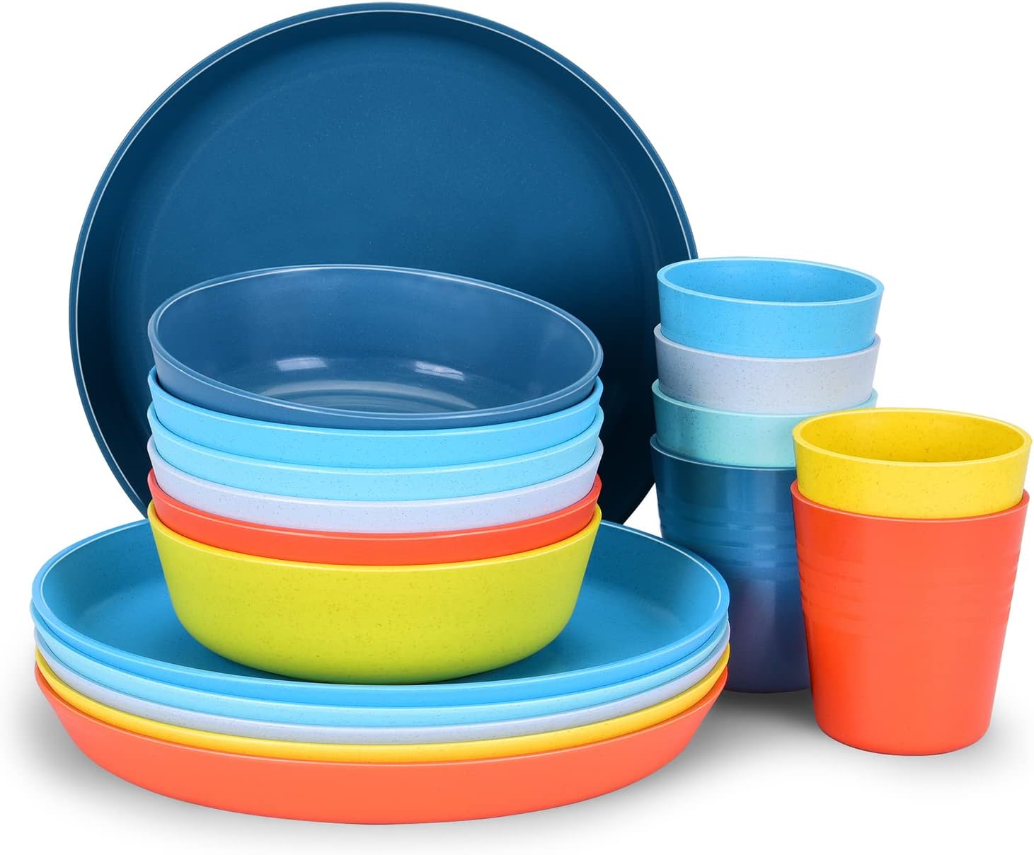 Amazon.com: Klickpick Home Kids Plastic Dinner Set 18 Pcs - 6 colors ...