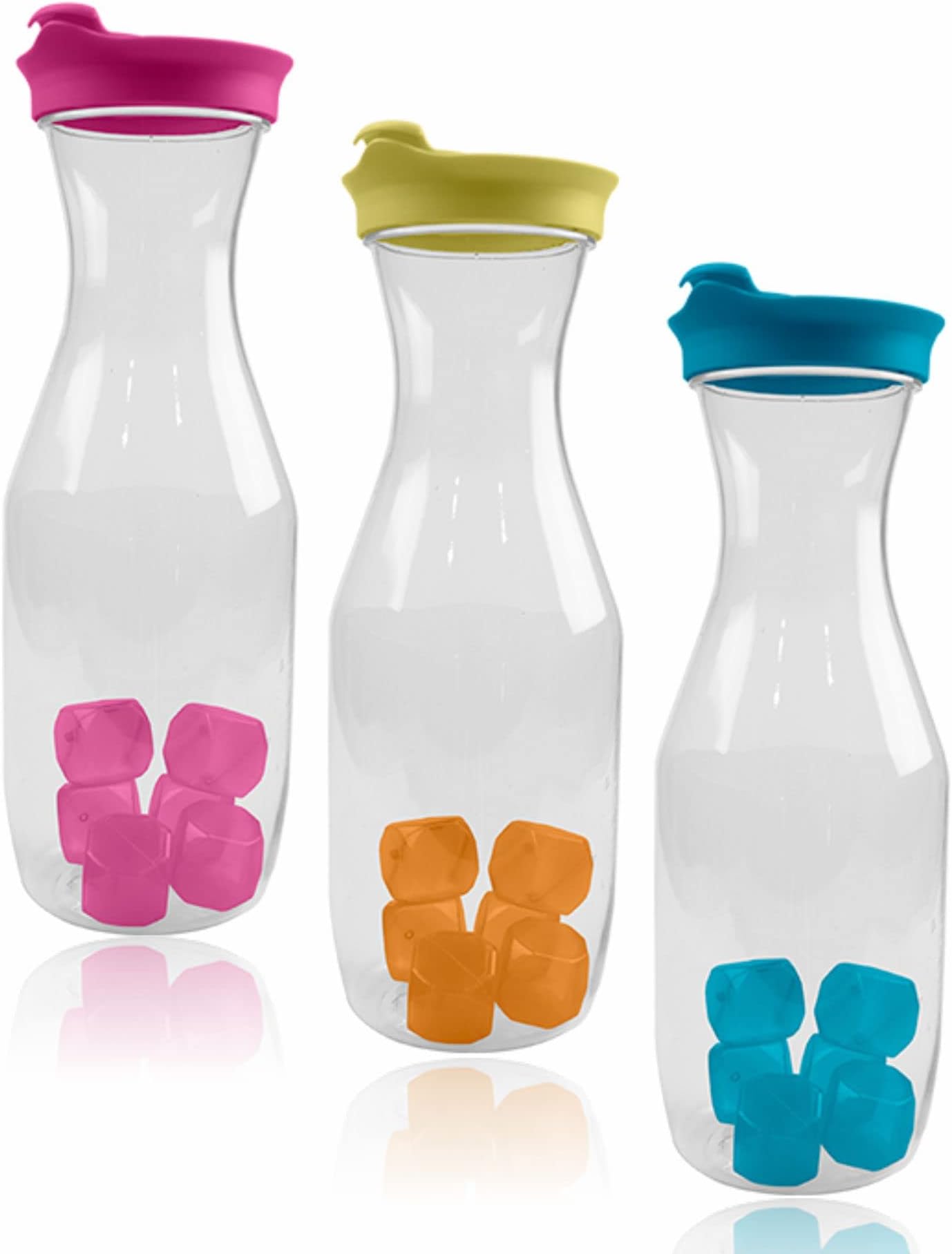 Jucoan 4 Pack 50 oz/1.5L Plastic Carafe Water Pitcher, Clear Beverage ...