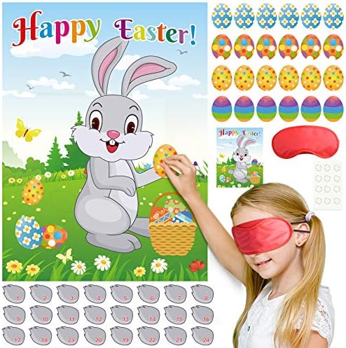 Amazon.com: FEPITO Easter Game for Kids, Pin the Tail on the Bunny, Pin ...