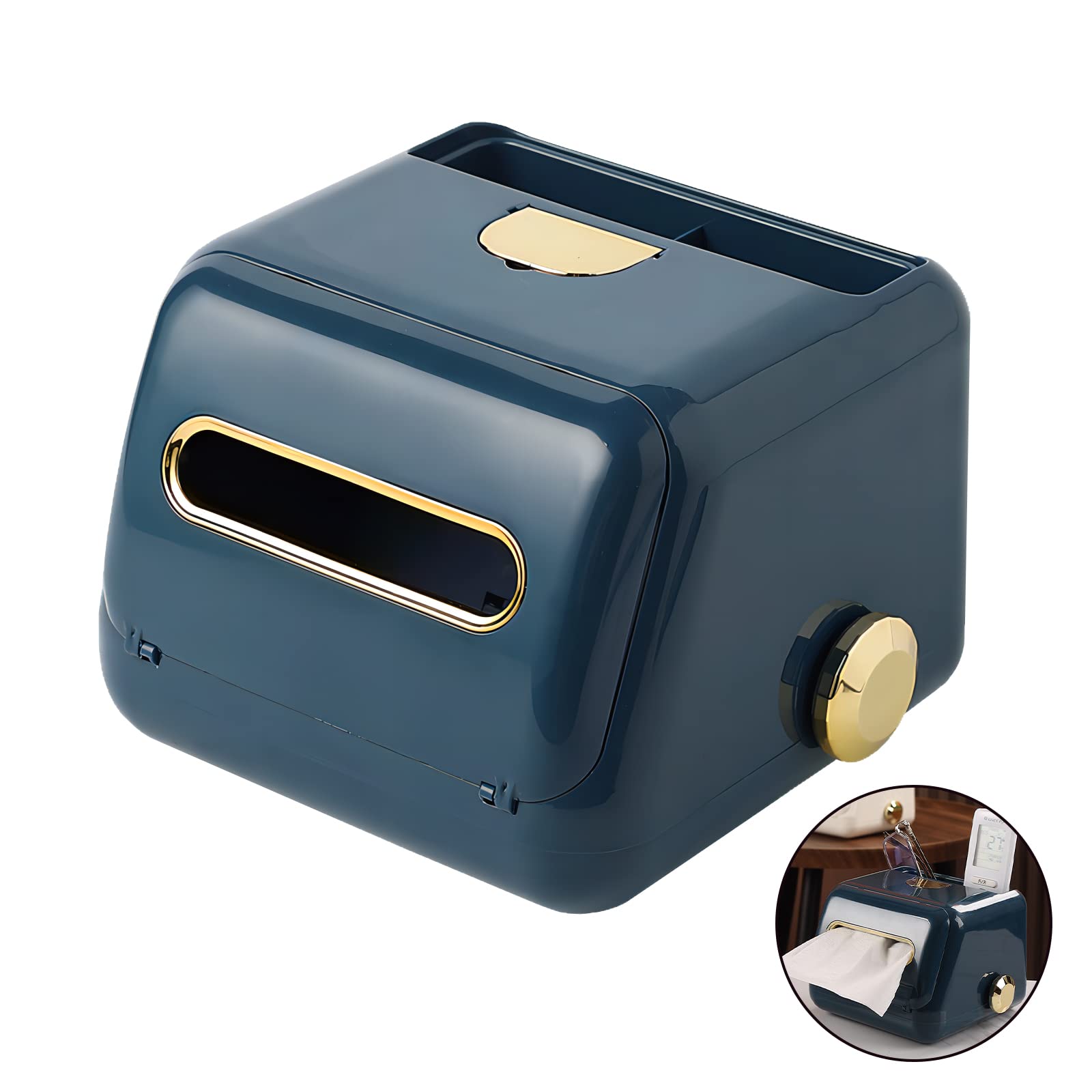 DASITON Retro Tissue Cover Box with Storage Tray, Tissue Holder,Facial ...
