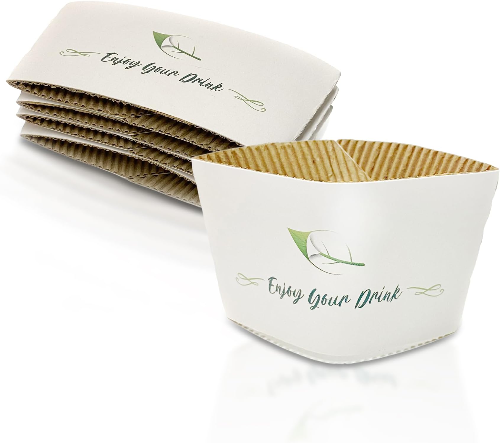 1InTheOffice Corrugated Coffee Cup Sleeves For 12oz 16 oz (100 Sleeves ...