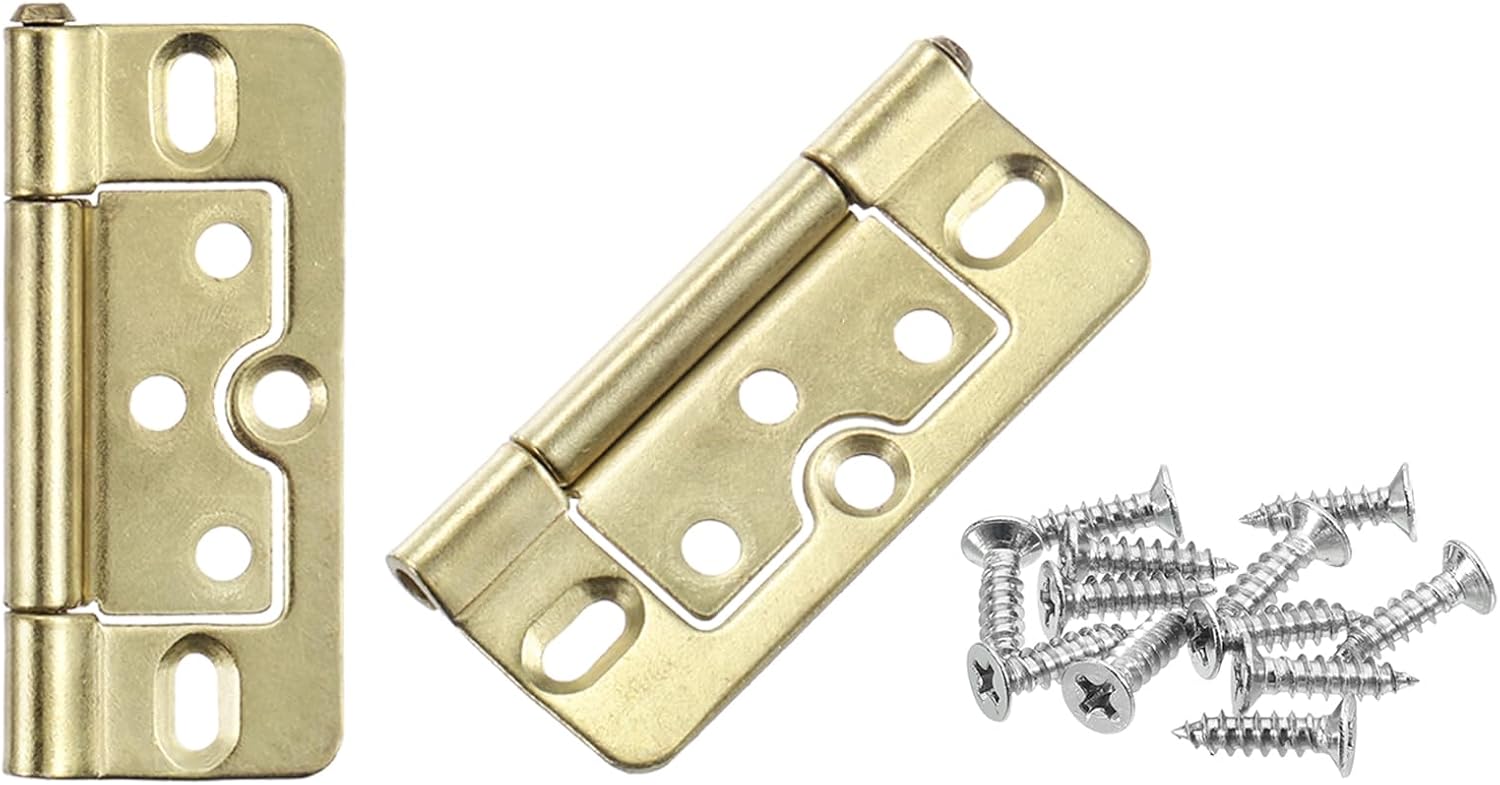 uxcell 2Pcs 3x1.4 Inch Door Hinges Non-Mortise No Noise Bifold Door ...