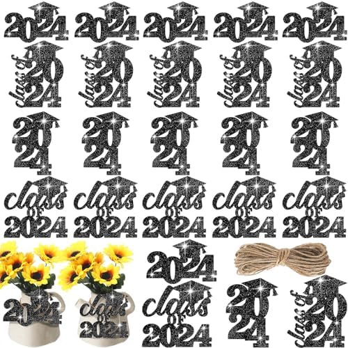 Amazon.com: 100 Pcs Glitter 2024 Cutouts Tags Decorations Double Side ...