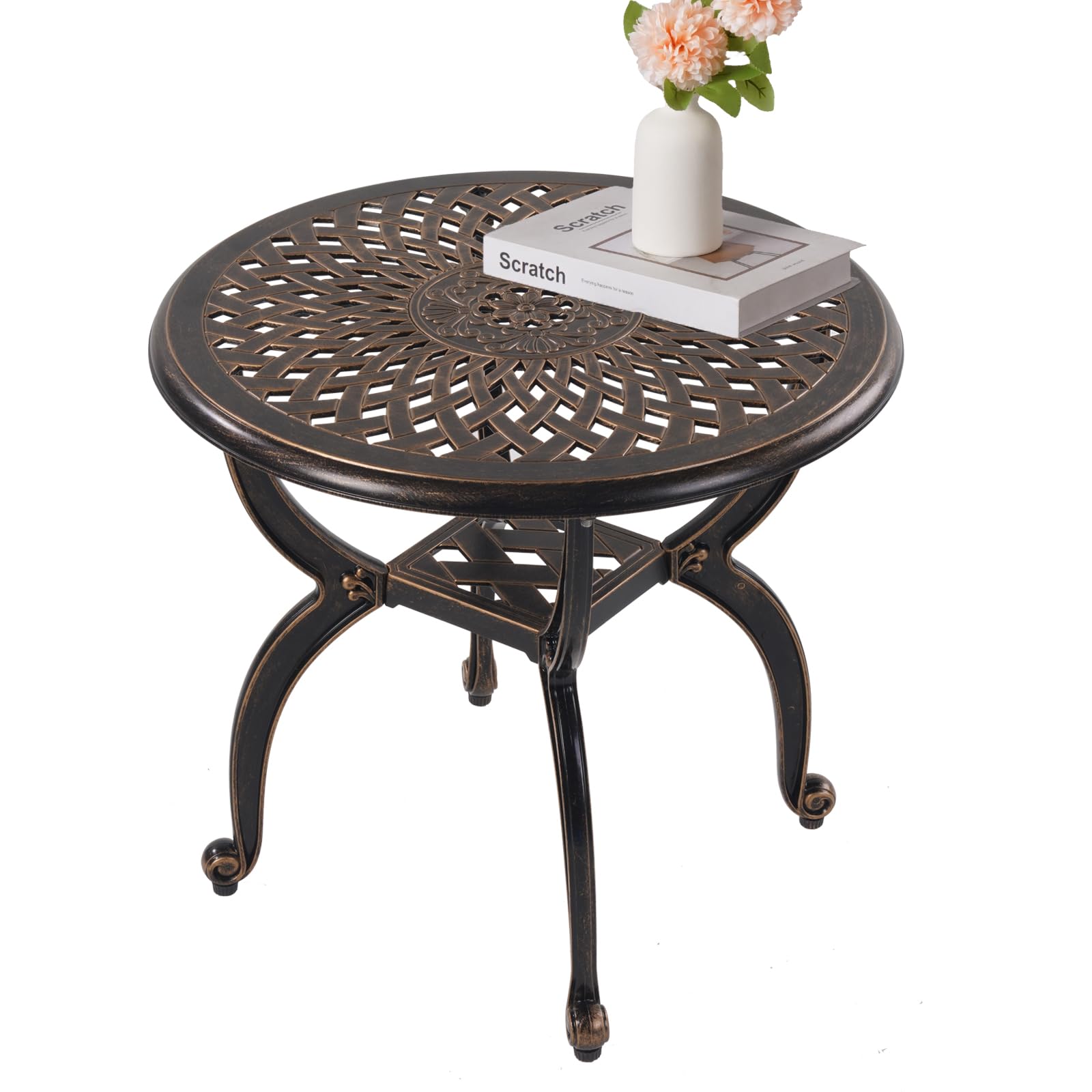 Amazon.com: WILOUNGE Cast Aluminum Outdoor Side Table,Outdoor Coffee ...