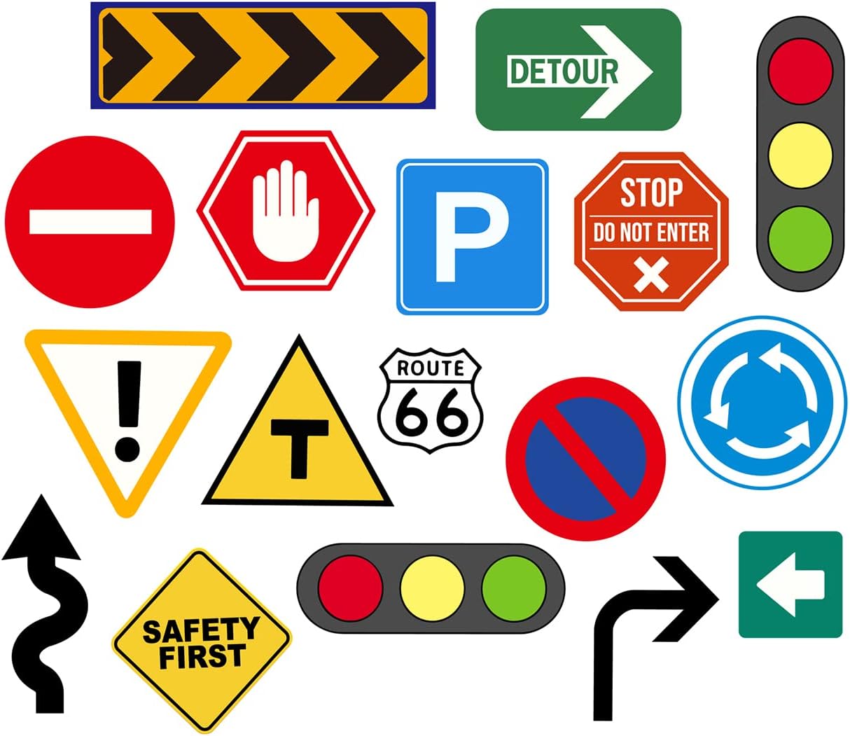 Amazon.com: Zonon 15 Pieces Road Signs Wall Decal Traffic Street Signs ...