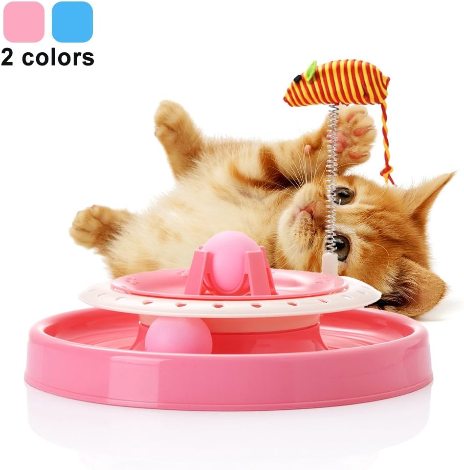 Amazon.com : AUOON Cat Turntable Scratch Toys with Spring Mouse ...