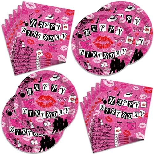 Amazon.com: 40Pcs Girls Party Decorations Hot Lips Plates Hot Pink and ...