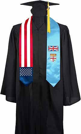 Amazon.com: SECUNL Fiji National & USA Flag Graduation Stole Sash Scarf ...