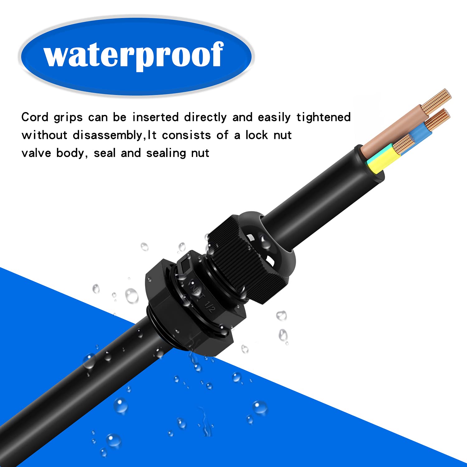 Snapklik.com : Tnuocke 20 PCS Nylon Cable Glands 1/2" NPT,Waterproof ...