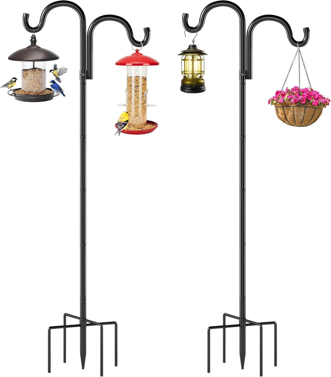 Amazon.com: Double Shepherds Hooks for Outdoor,92" Heavy Duty Bird ...