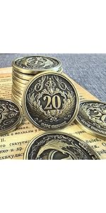 Amazon.com: Metal D2 Dice Coin - DND Lucky Coin Retro Dual-Sided with ...