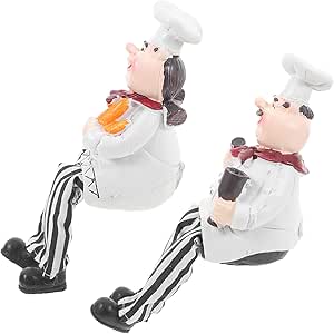 Amazon.com: GREENADSCAPE 2pcs Chef Ornaments Kitchen Shelf Sitters Chef ...