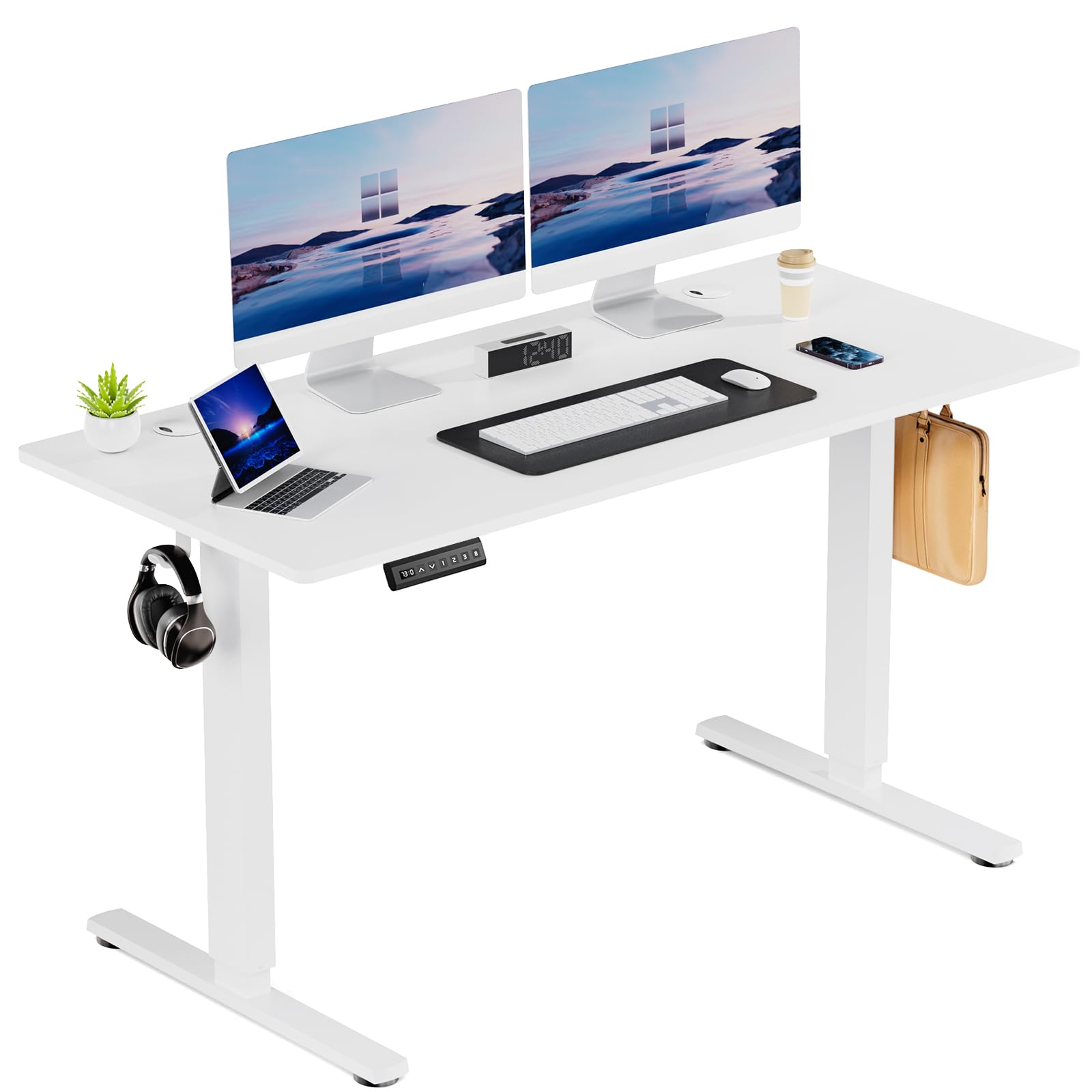 DUMOS 55 Inch Electric Standing Office Desk Height Adjustable Sit Stand ...