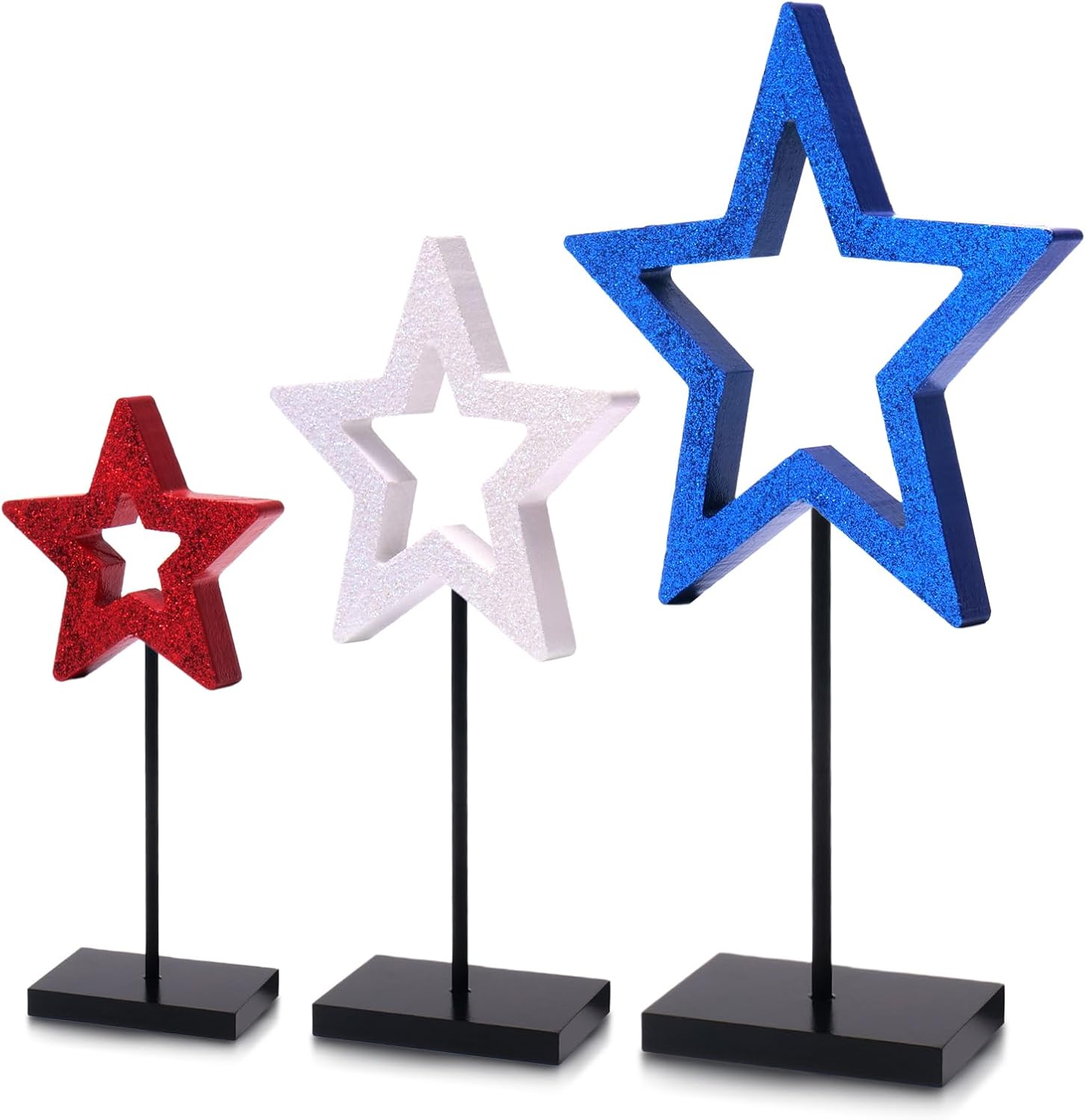 Amazon.com: 4th of July Patriotic Decorations, 3 Pieces Twinkle Wood ...