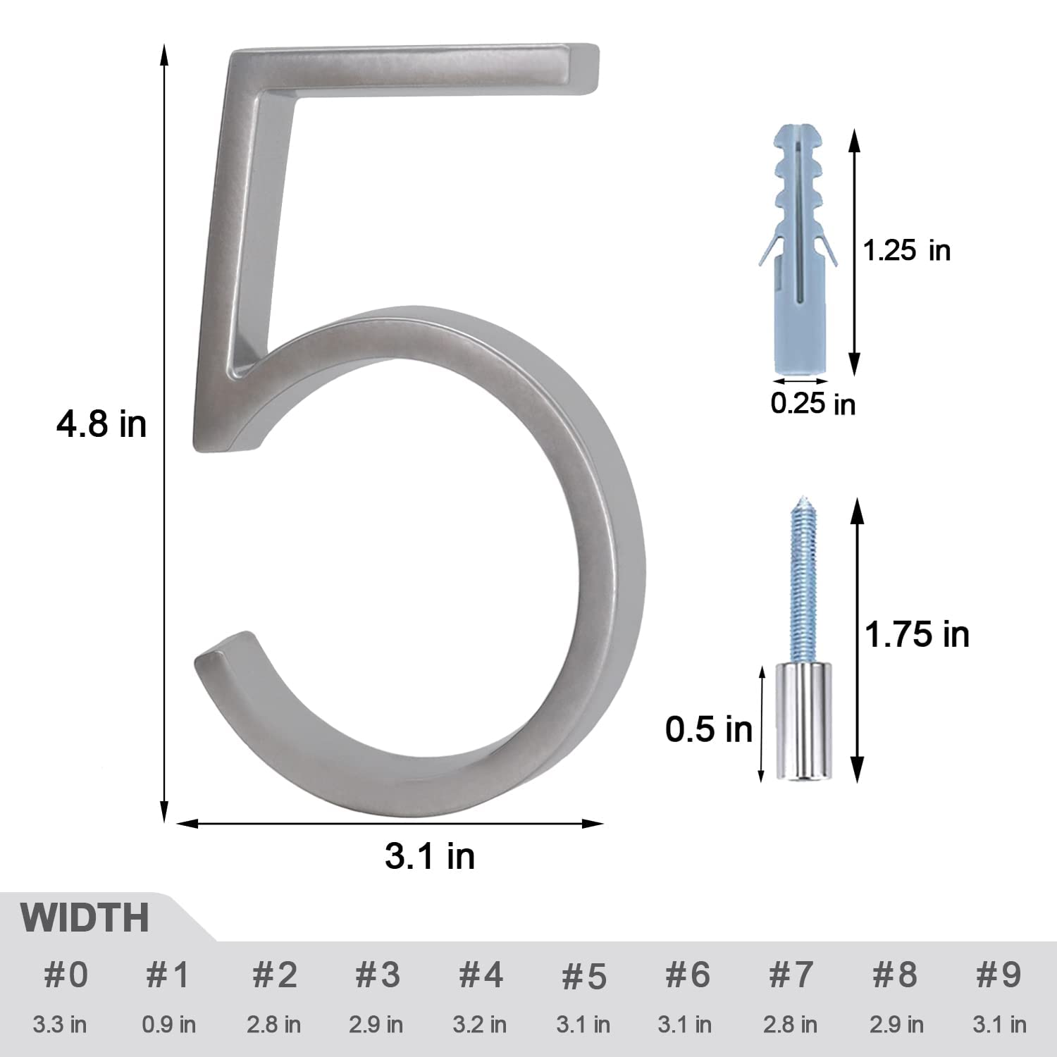 Snapklik.com : Metal Numbers For House Outside, 5 Inch Modern House ...